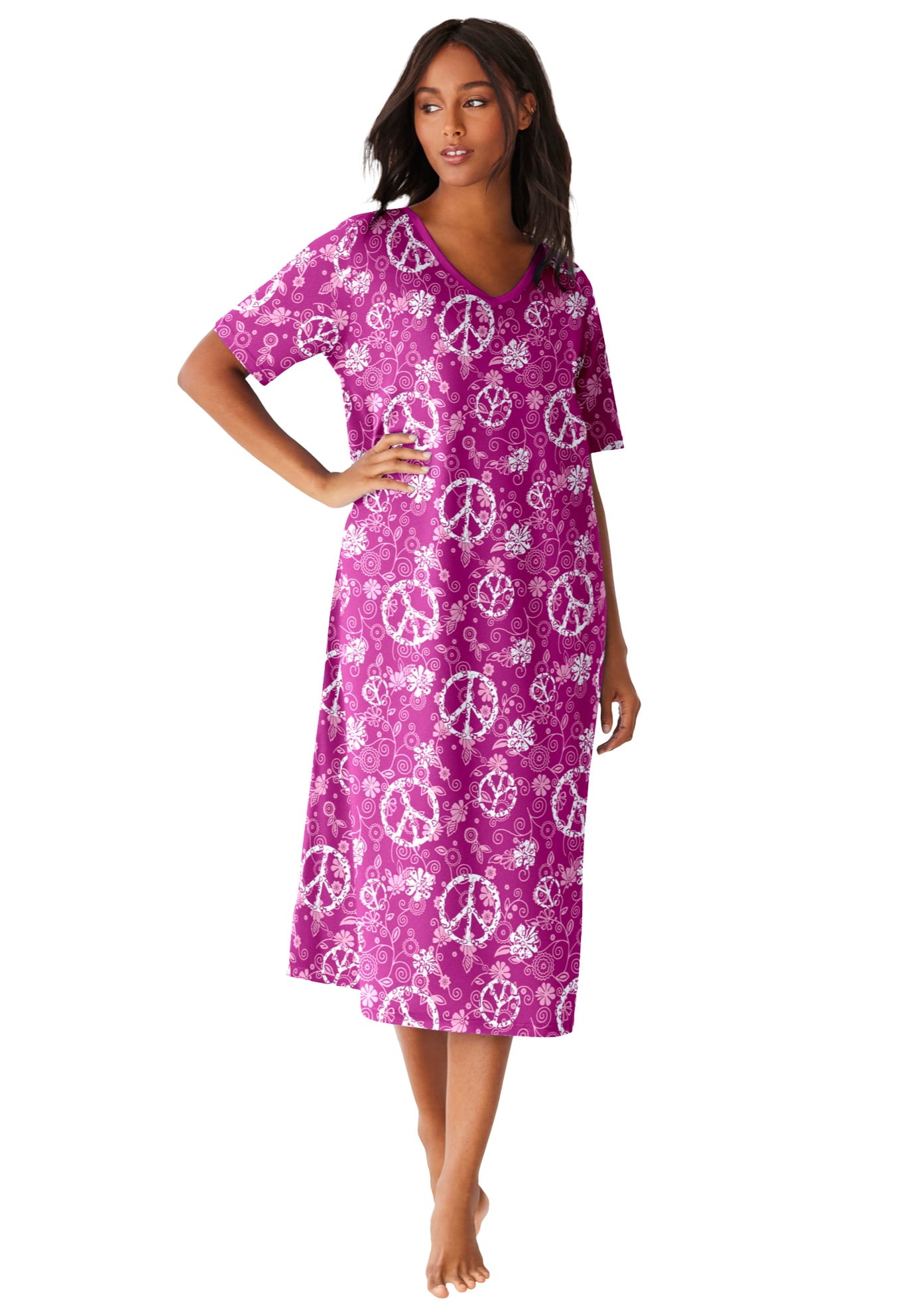 Dreams & Co. Women's Plus Size Long Print Sleepshirt - Walmart.com
