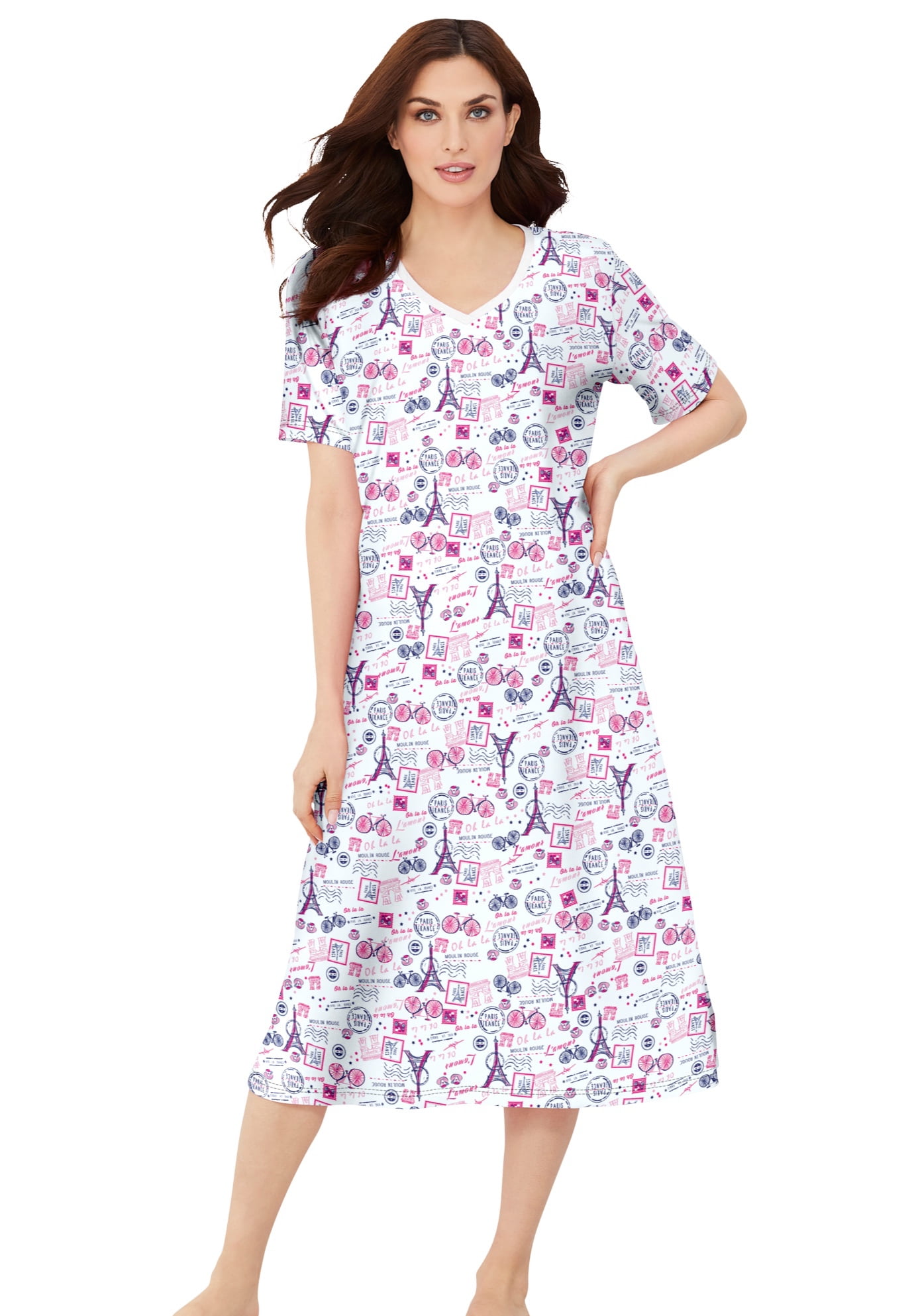 Dreams & Co. Women's Plus Size Long Print Sleepshirt - Walmart.com