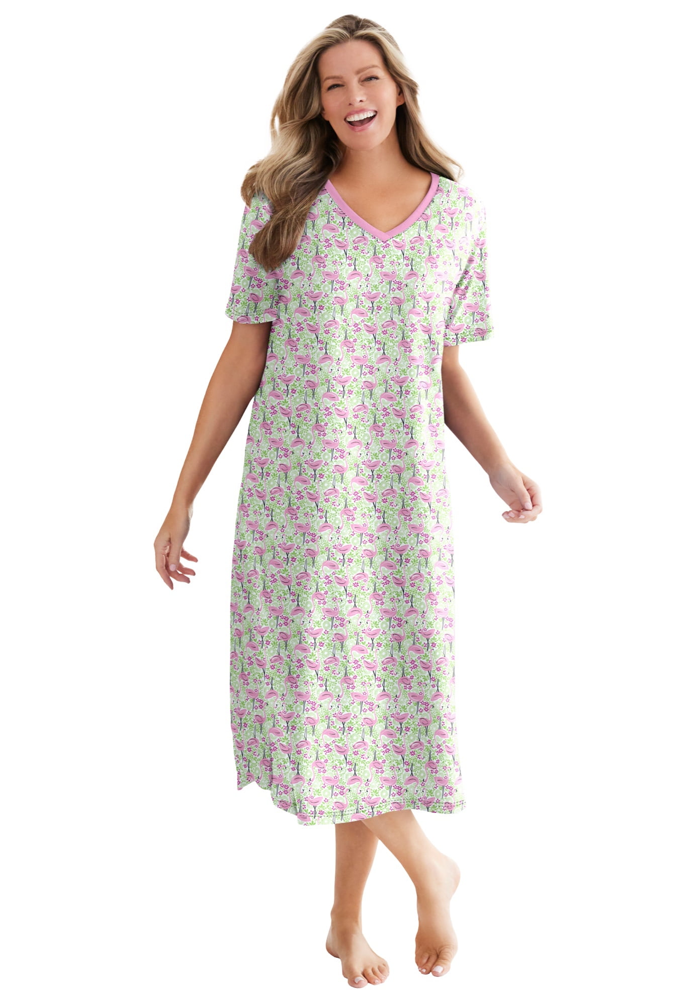 Dreams & Co. Women's Plus Size Long Print Sleepshirt - M/L, Pink ...