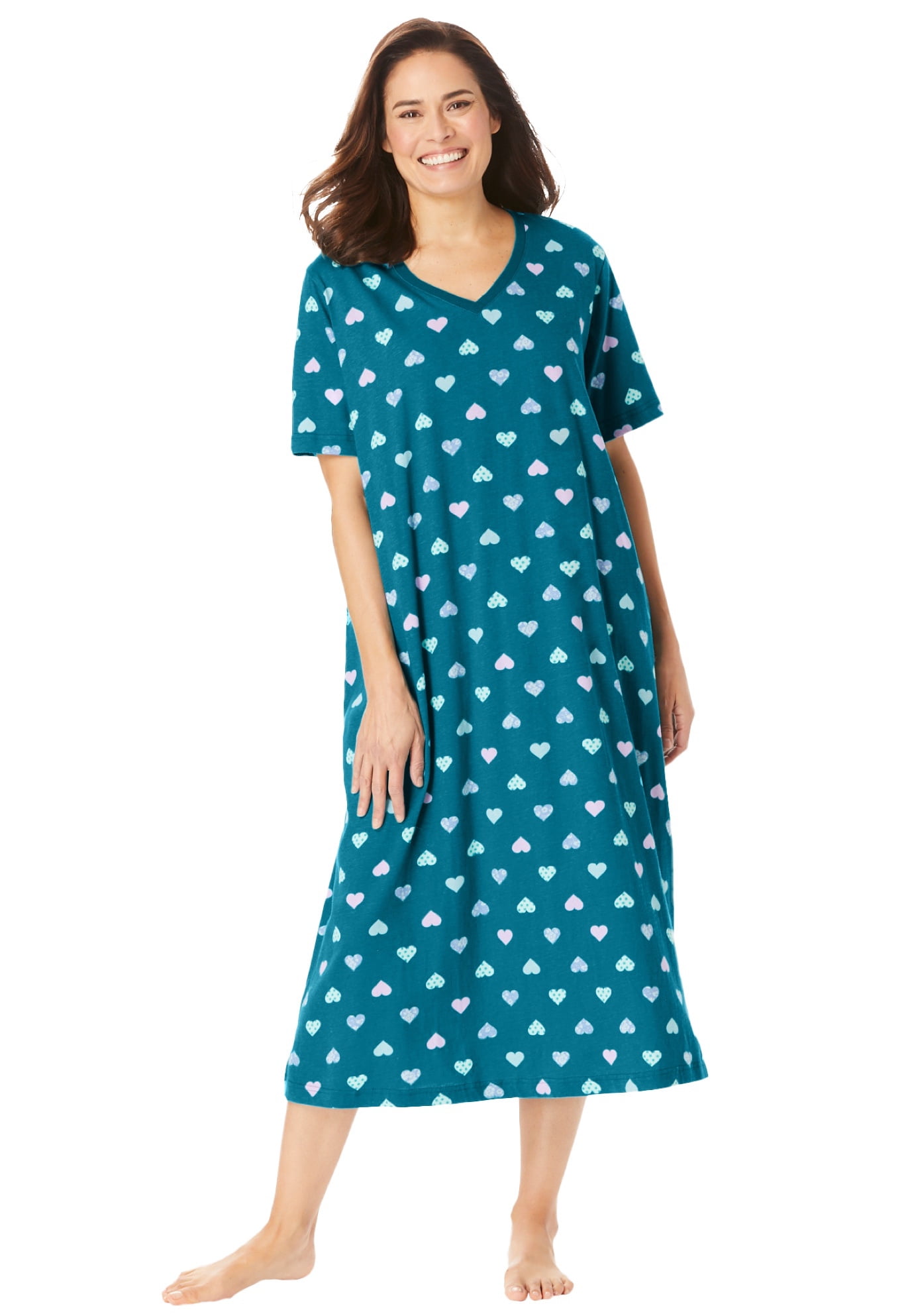 Dreams & Co. Women's Plus Size Long Print Sleepshirt - Walmart.com