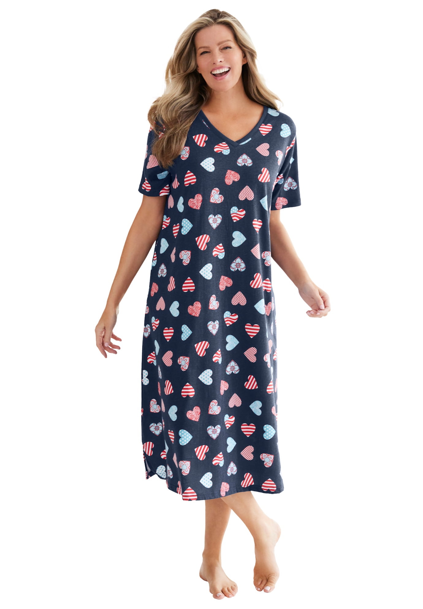 Dreams & Co. Women's Plus Size Long Print Sleepshirt - Walmart.com