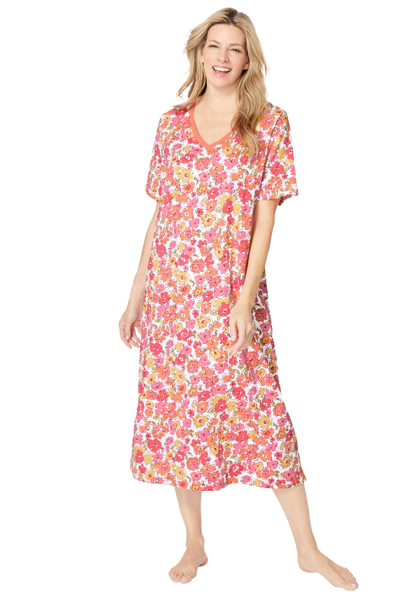 Dreams & Co. Women's Plus Size Long Print Sleepshirt - Walmart.com