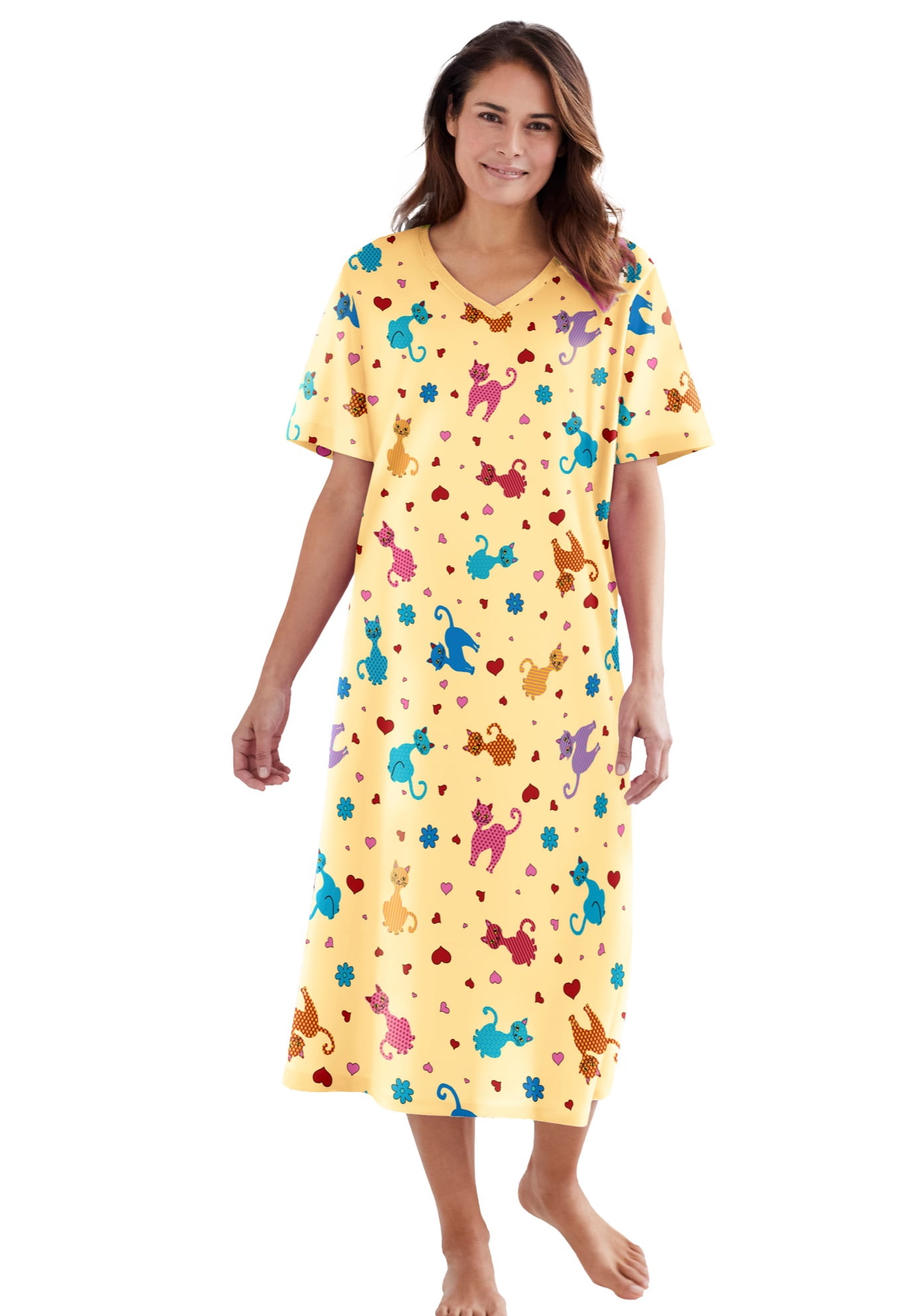 Dreams & Co. Plus Size Long Print Sleepshirt - Walmart.com