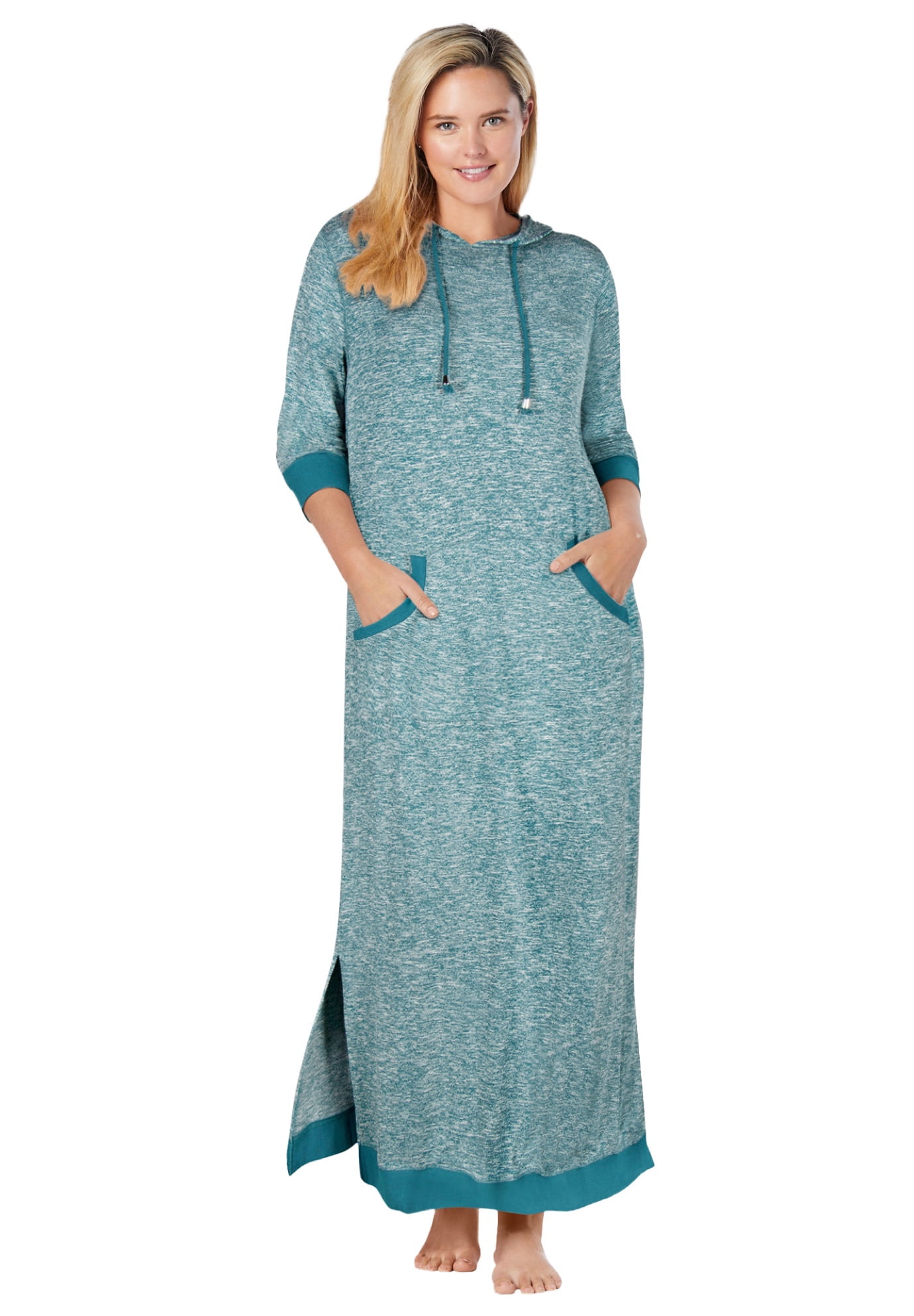 Dreams & Co. Plus Size Marled Hoodie Sleep Lounger - Walmart.com