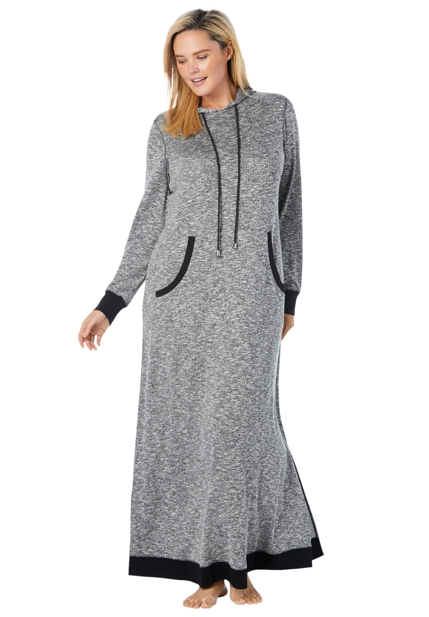 Dreams & Co. Plus Size Marled Hoodie Sleep Lounger - Walmart.com