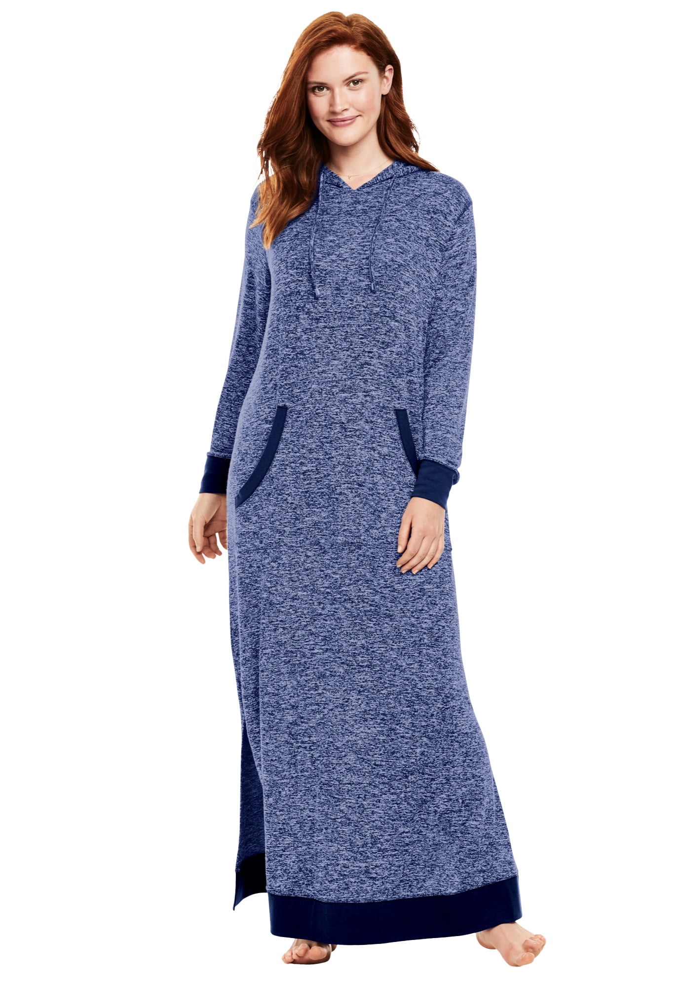Dreams & Co. Plus Size Marled Hoodie Sleep Lounger - Walmart.com