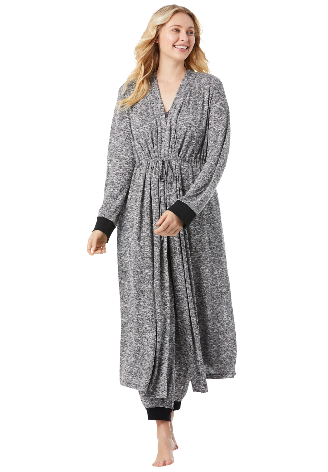 Dreams & Co. Plus Size Marled Long Duster Robe - Walmart.com