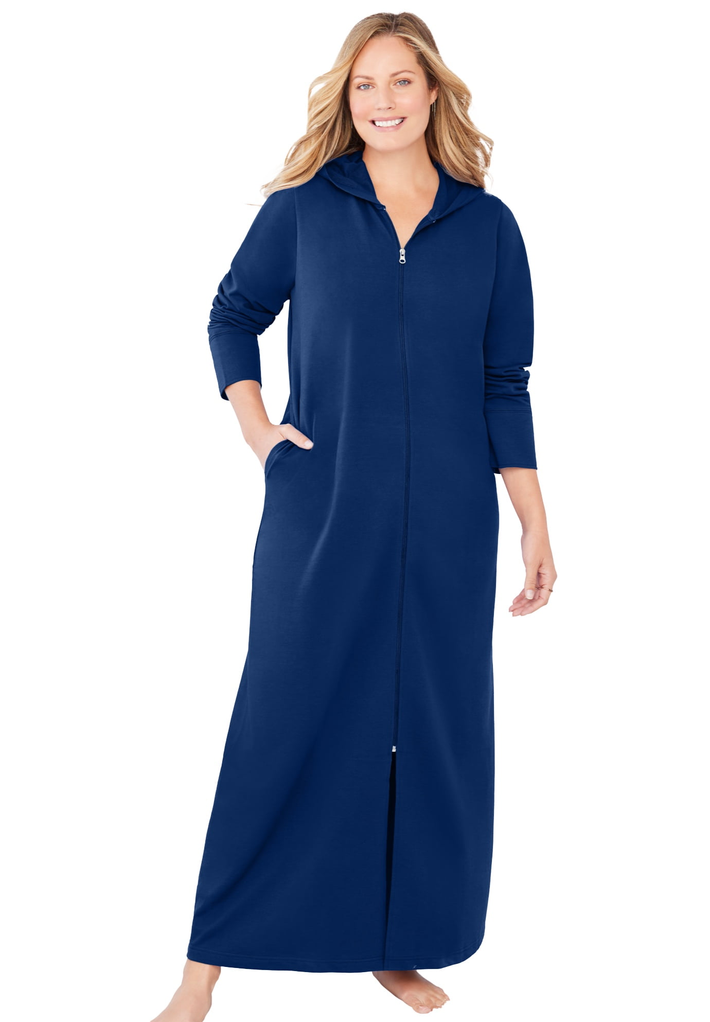 Dreams & Co. Women's Plus Size Petite Long Hooded Fleece Sweatshirt ...