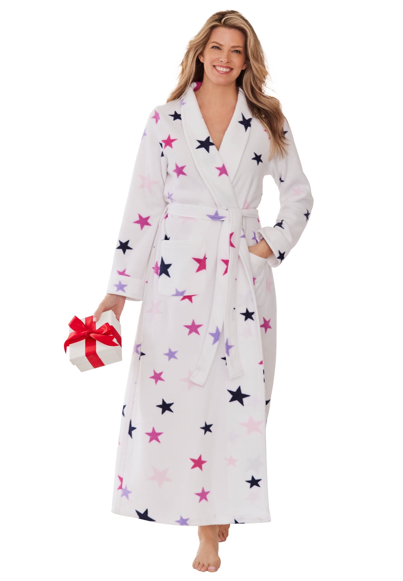 Dreams & Co. Plus Size Plush Wrap Robe - Walmart.com