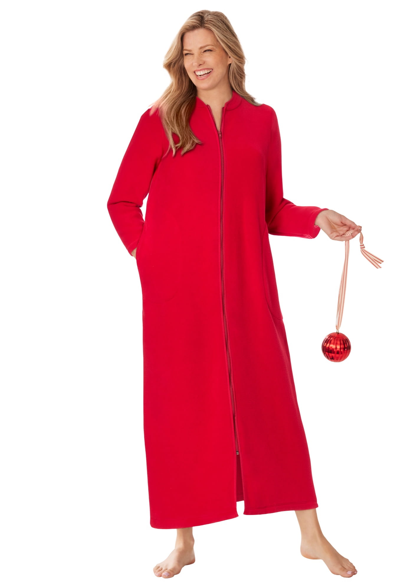 Dreams & Co. Plus Size Plush Zip-Front Robe - Walmart.com