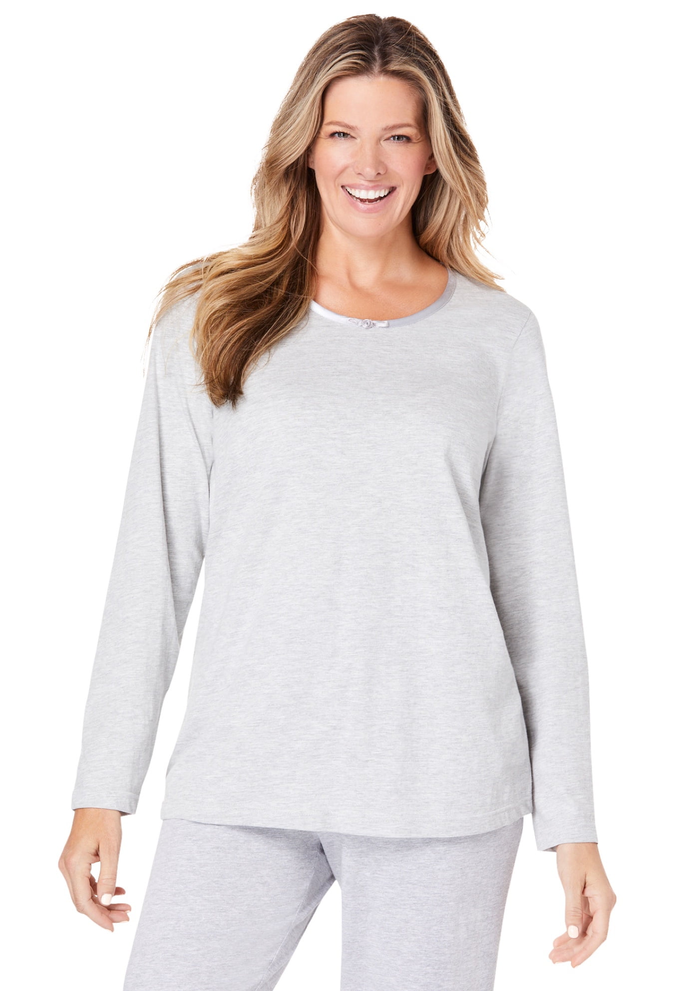 Dreams & Co. Plus Size Satin Trim Sleep Tee - Walmart.com