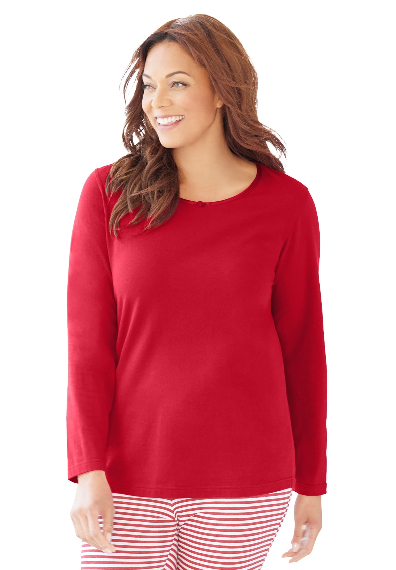 Dreams & Co. Plus Size Satin Trim Sleep Tee - Walmart.com