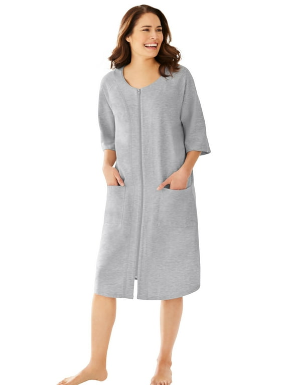 Elgant Emily Women's 100% Polyester Fleece Zipper Front Duster Robe ...