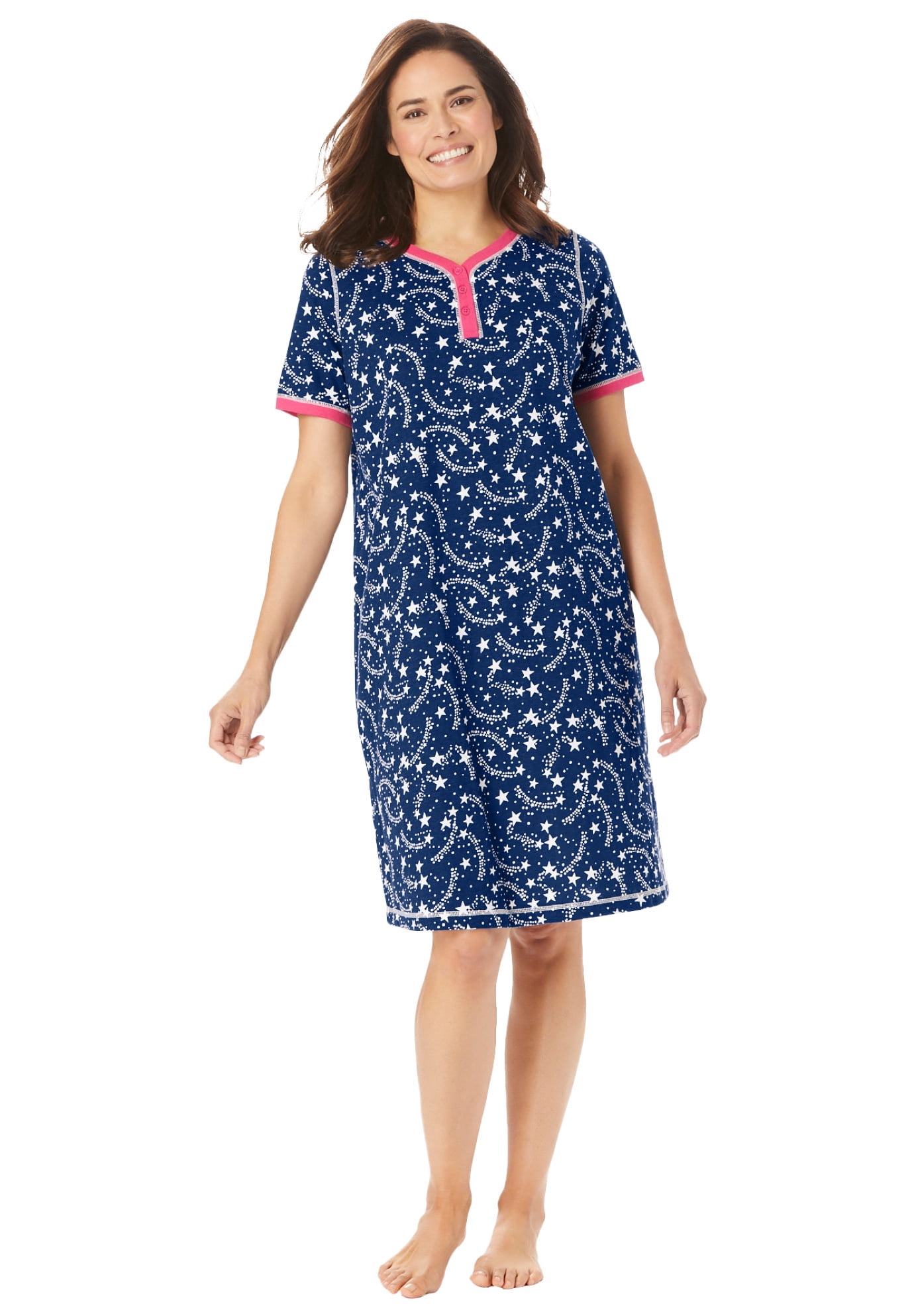 Dreams & Co. Plus Size Short Henley Sleepshirt - Walmart.com