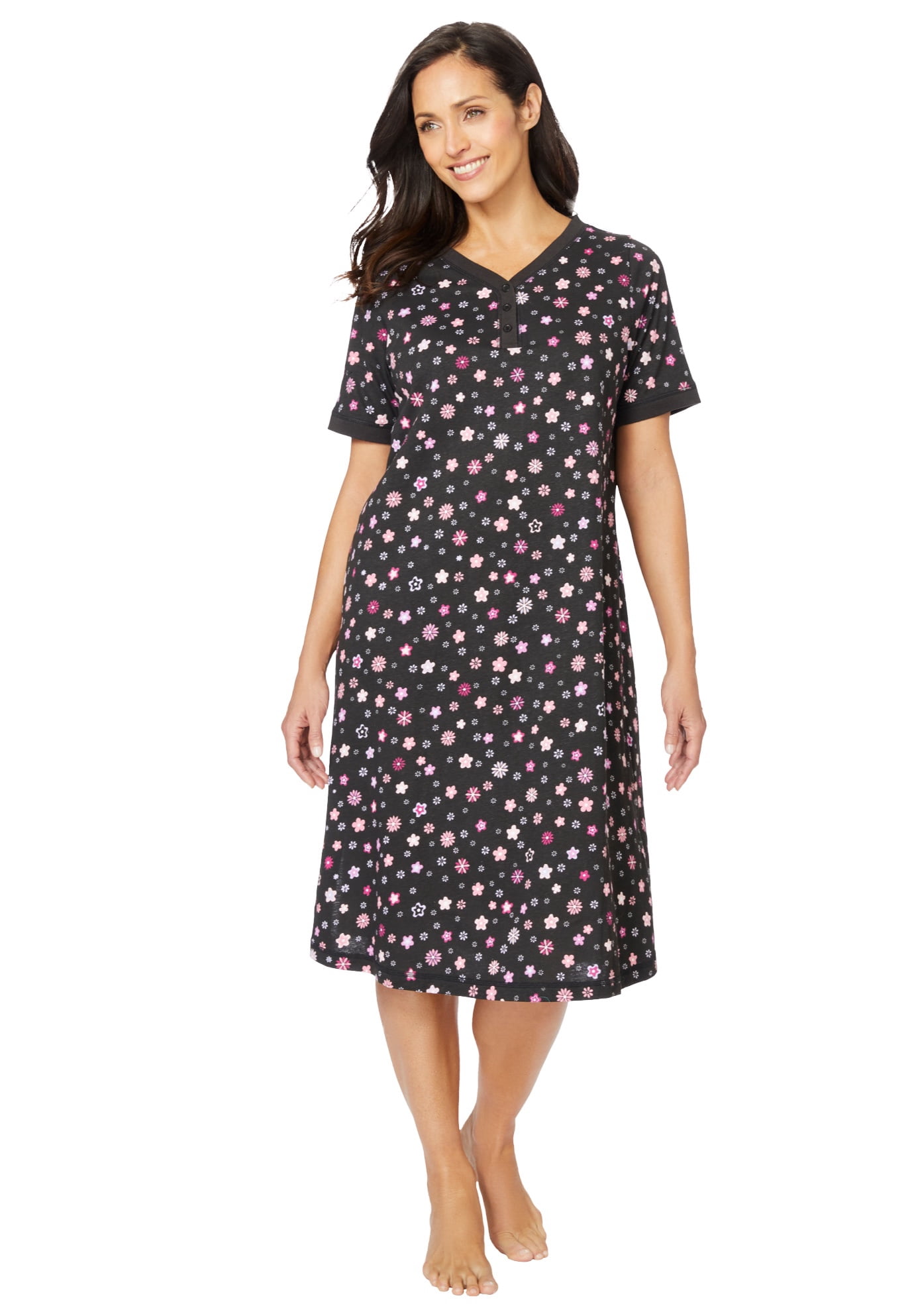 Dreams & Co. Plus Size Short Henley Sleepshirt - Walmart.com