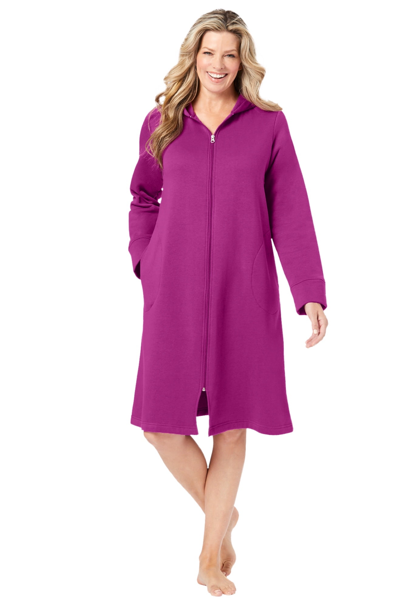 Dreams & Co. Plus Size Short Hooded Sweatshirt Robe - Walmart.com