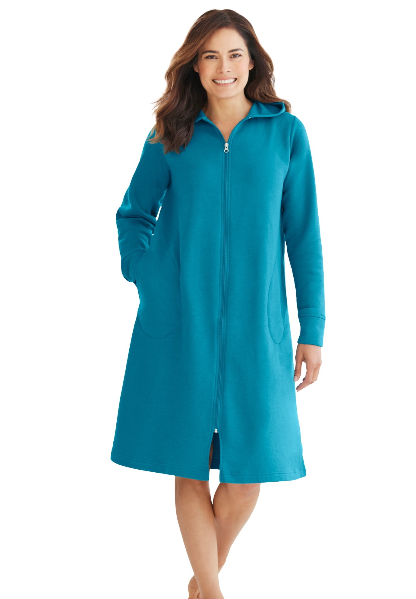 Dreams & Co. Women's Plus Size Short Hooded Sweatshirt Robe - Walmart.com