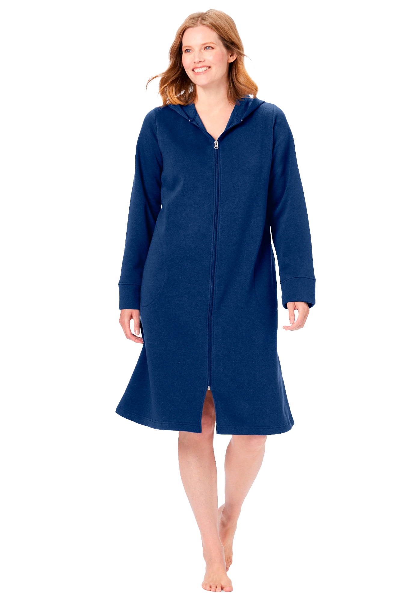 Dreams & Co. Women's Plus Size Short Hooded Sweatshirt Robe - Walmart.com