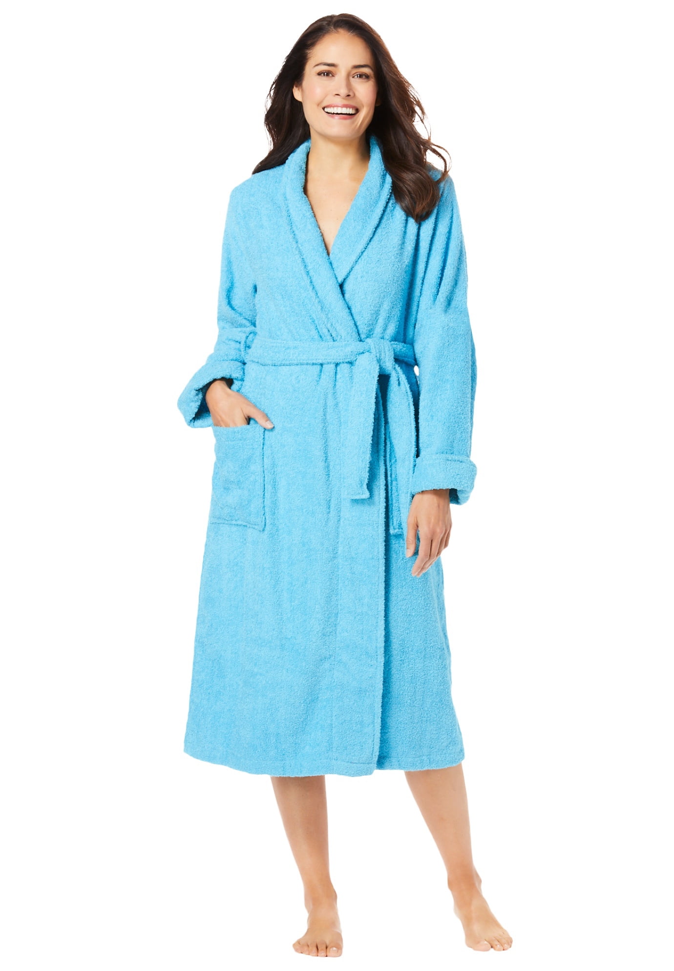 Dreams & Co. Women's Plus Size Short Terry Robe - Walmart.com