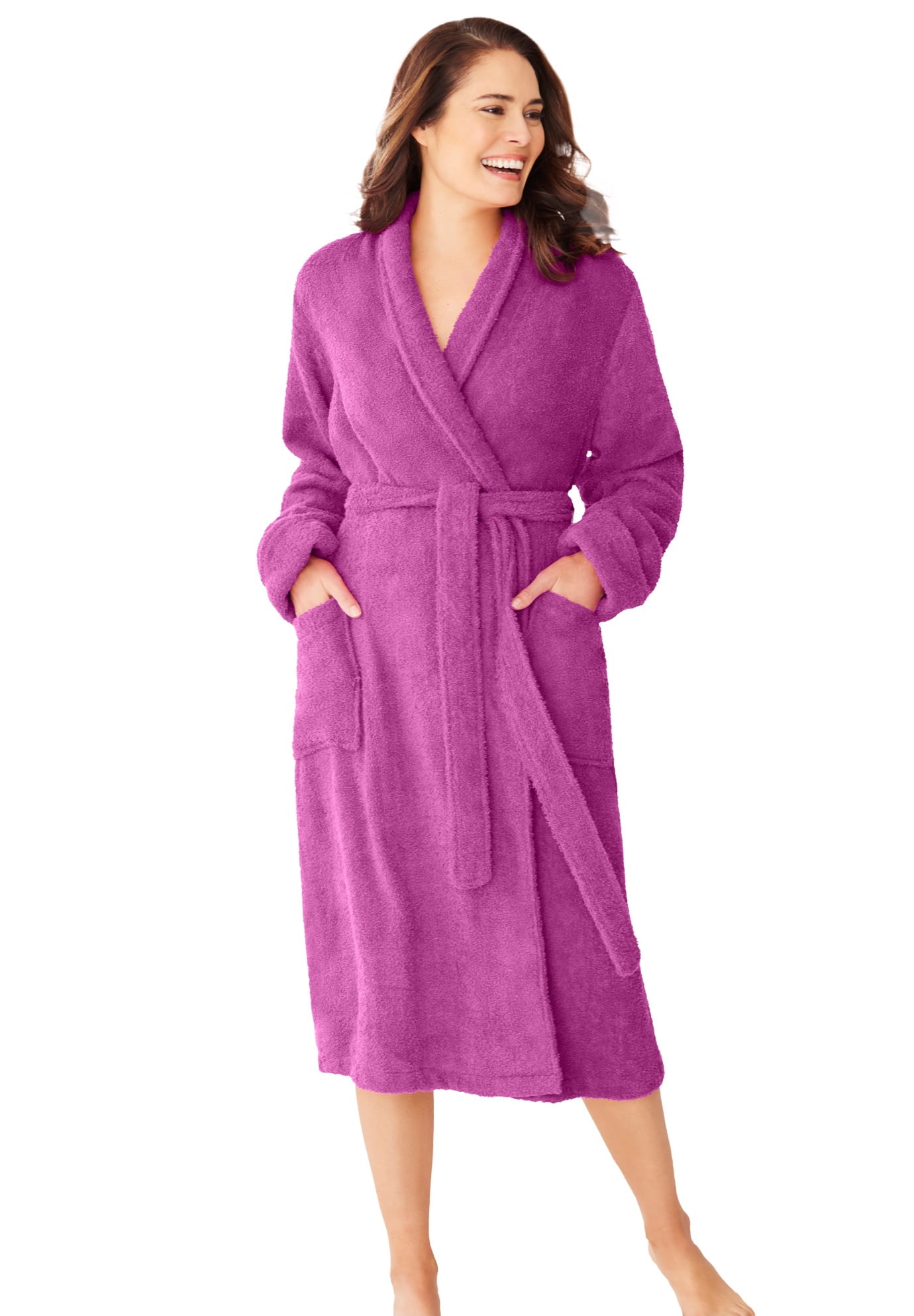 Dreams & Co. Women's Plus Size Short Terry Robe - Walmart.com
