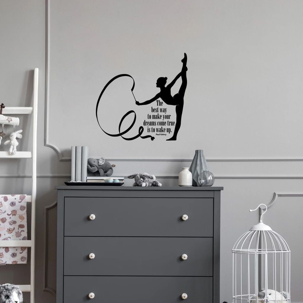 Dreams Come True Gymnast Gymnastics Motivation Quote Wall Sticker Art ...