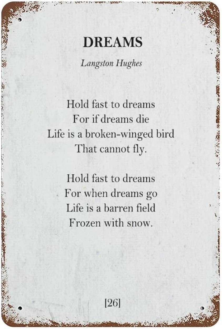 Dreams Poem Metal Signs Langston Hughes Poem Retro Poster Wall Art ...
