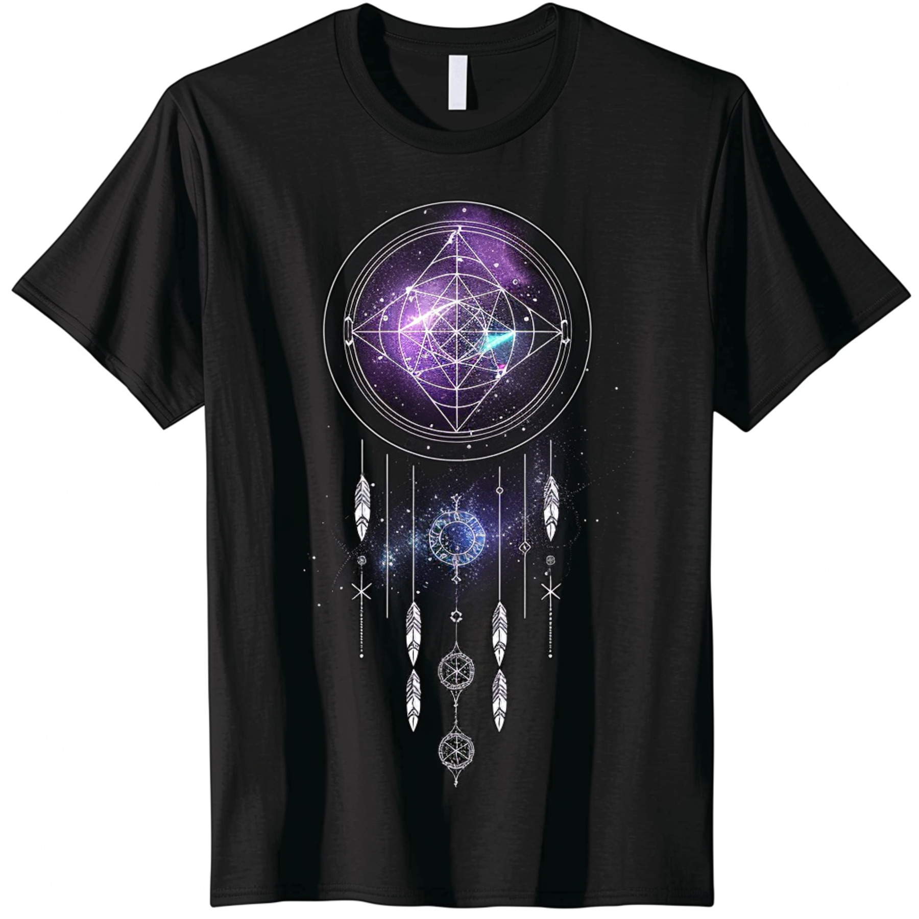 Dreams: Sacred Geometry Black T Shirt with White Space Background ...