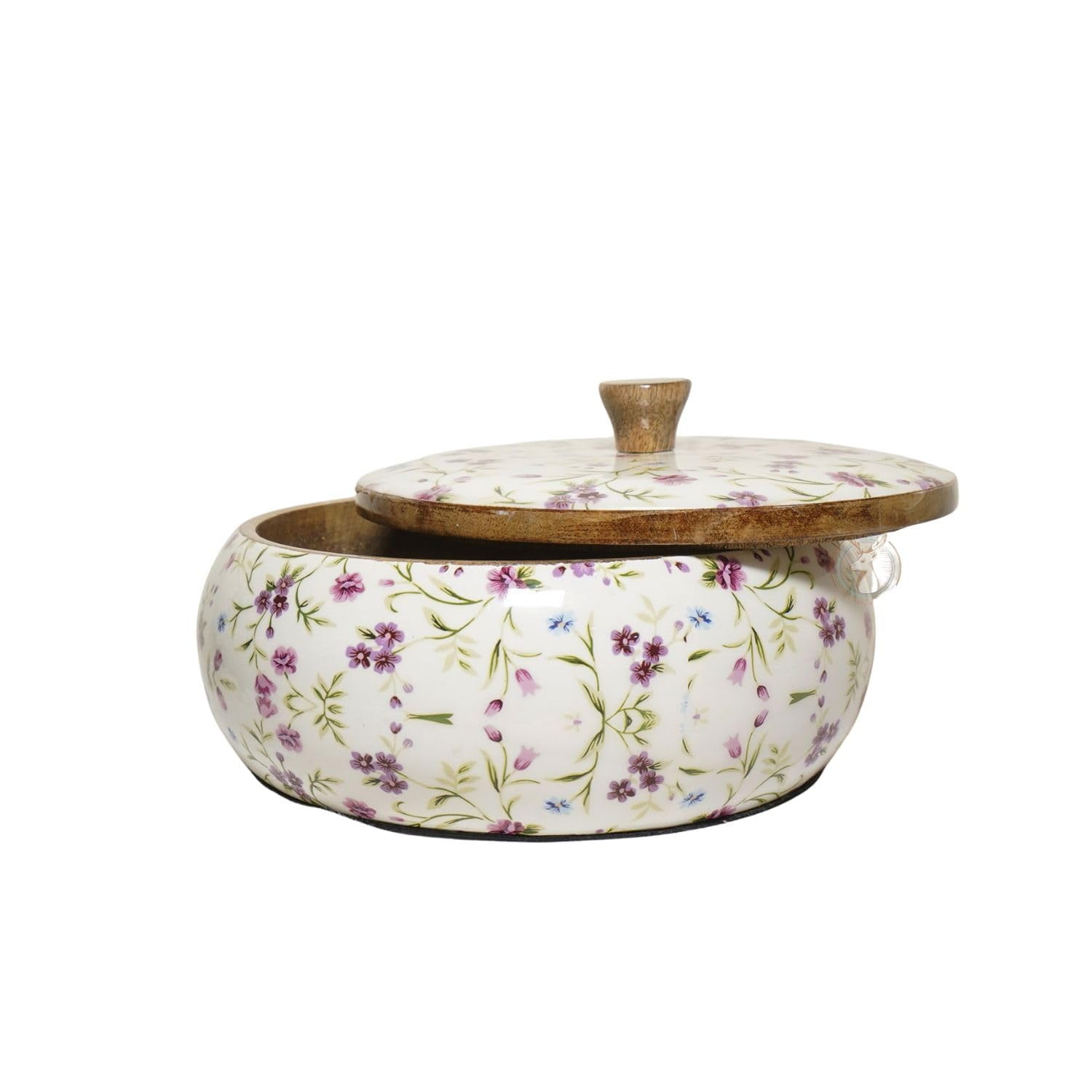 Dreams n Decor Wooden Twist Floral Printed Round Acacia Wood Chapati ...