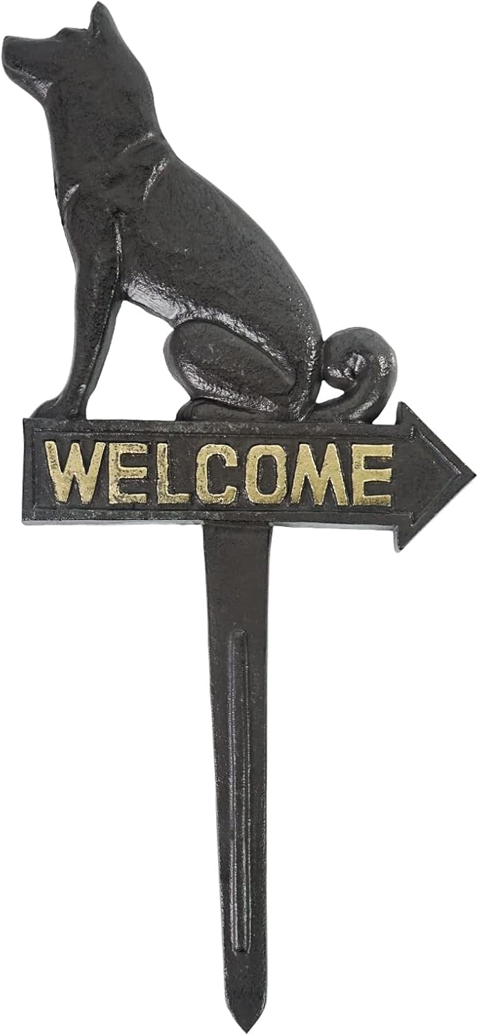 DreamsEden Vintage Cast Iron Dog Welcome Sign - Rustic Sitting Dog ...