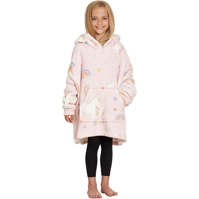 Dreamscene Unicorn Wearable Blanket Hoodie Kids Oversized Ultra Plush ...