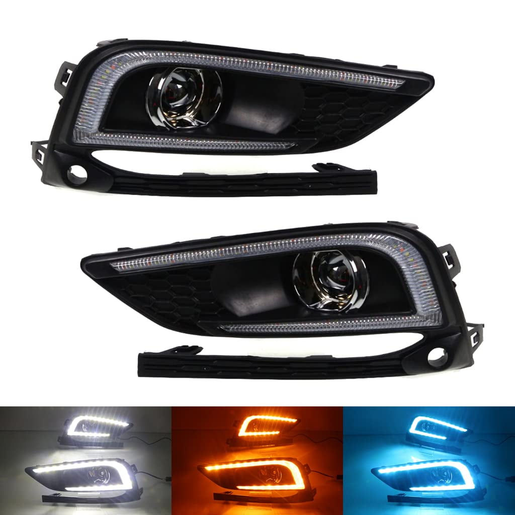 Dreamseek 3 Color LED RRF12 DRL Front Bumper Driving Fog Light Bezel ...