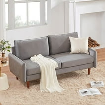 Velvet Fabric Sofa Couch, 70 inch Wide Mid Century Modern Living Room ...