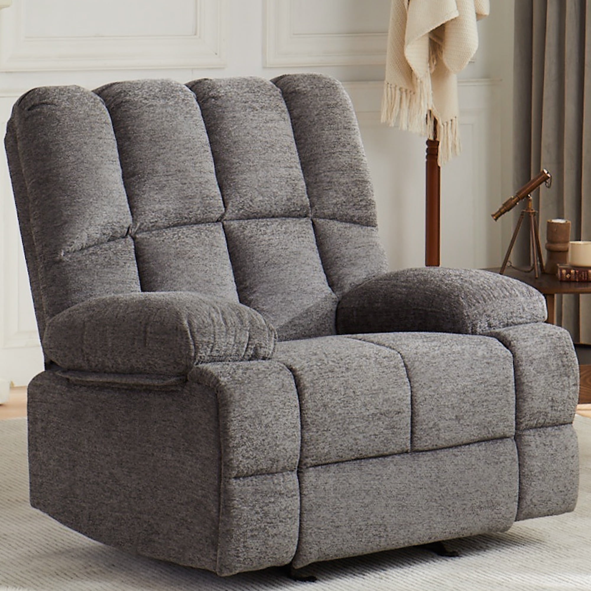 Dreamsir Oversized Manual Recliner Sofa, Soft Fabric Rocking Chair ...
