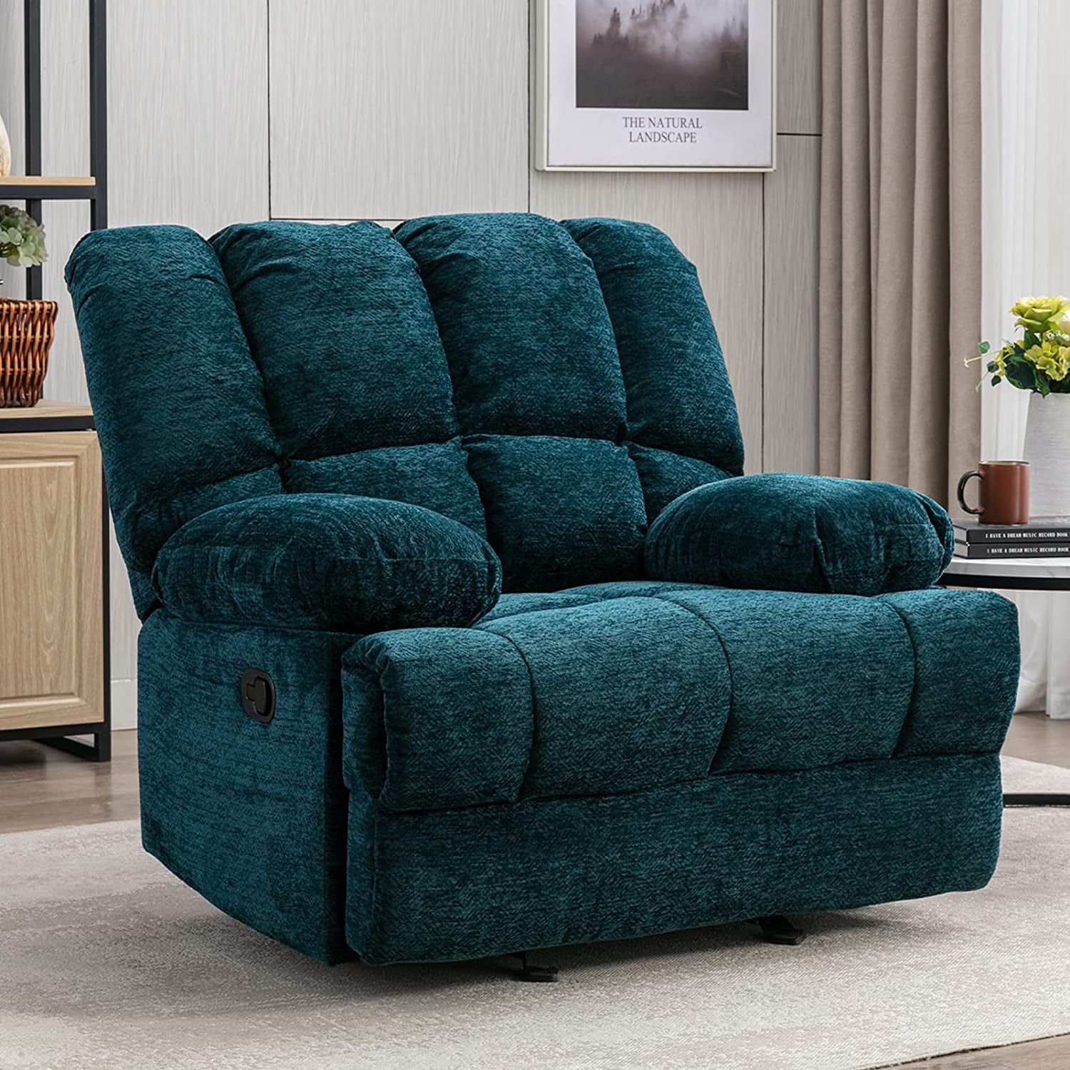 Dreamsir Oversized Rocker Recliner Chair, Soft Faience Fabric, Manual ...