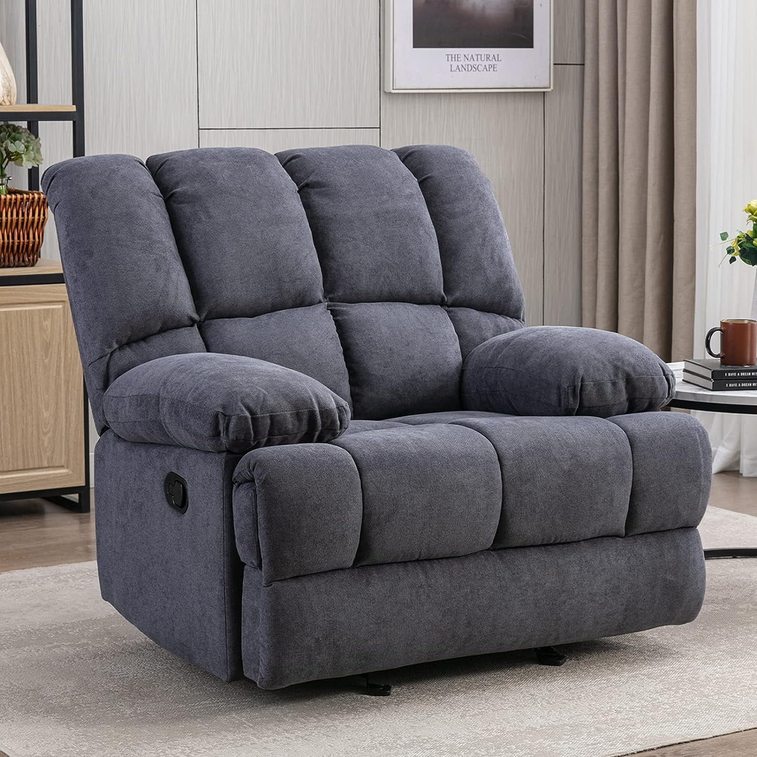 Dreamsir Oversized Manual Glider Rocker Recliner Chair, Soft Fabric ...