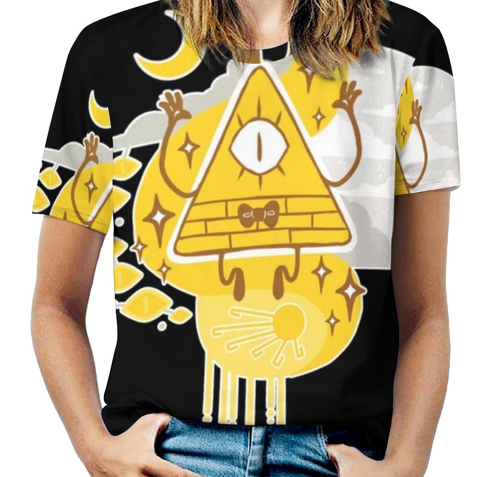 " Dreamsphere Bill " Ruffle Short Sleeve T-Shirt V Neck Shirts Pattern ...