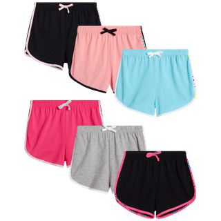 Athletic Works Girls Printed and Solid Active Running Shorts, 2-Pack ...