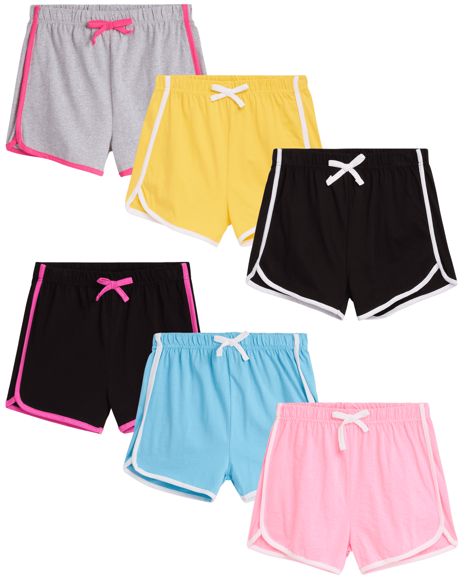 Dreamstar Girls' Active Shorts - 6 Pack Athletic Gym Dolphin Shorts ...