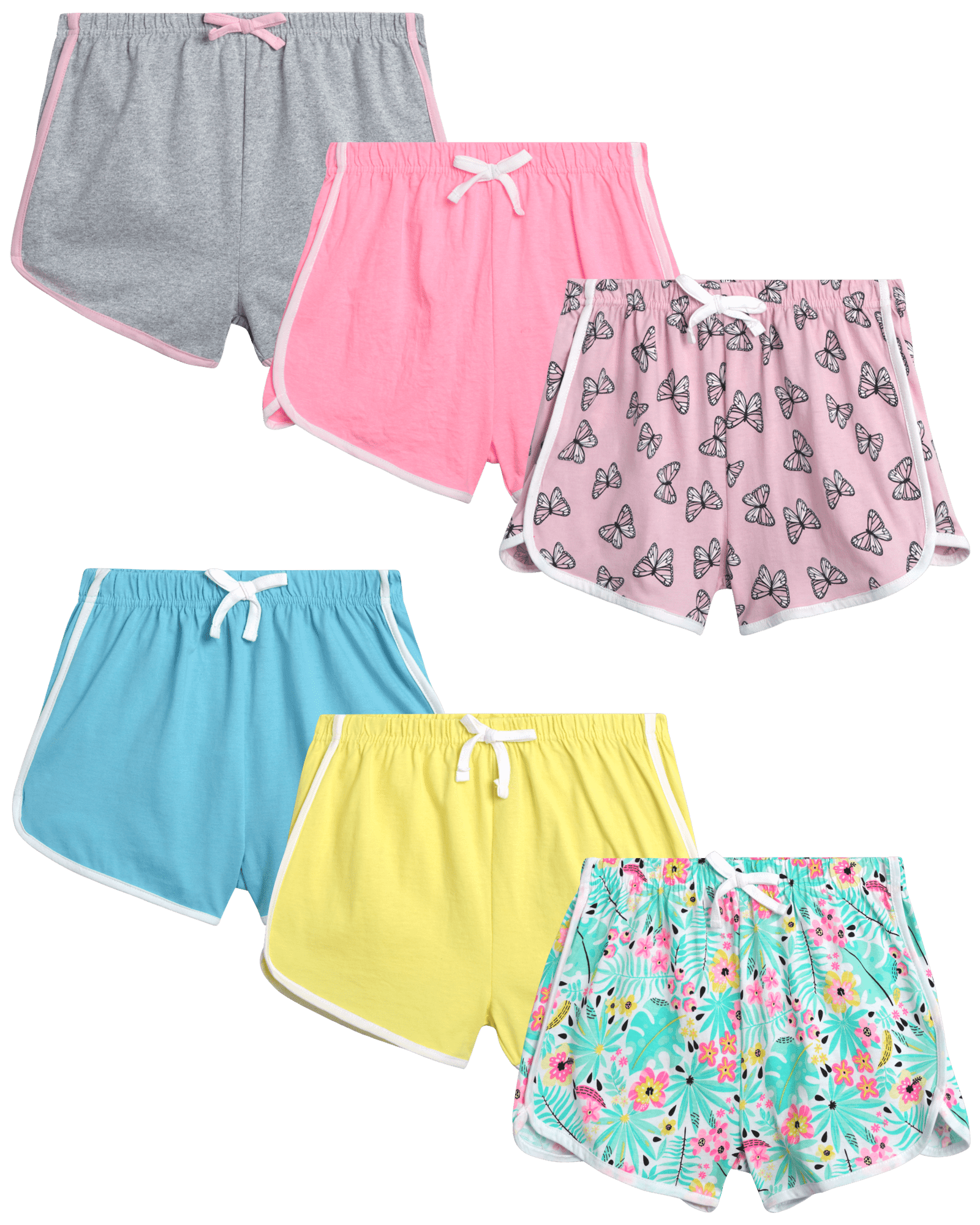 Dreamstar Girls' Active Shorts - 6 Pack Athletic Gym Dolphin Shorts ...