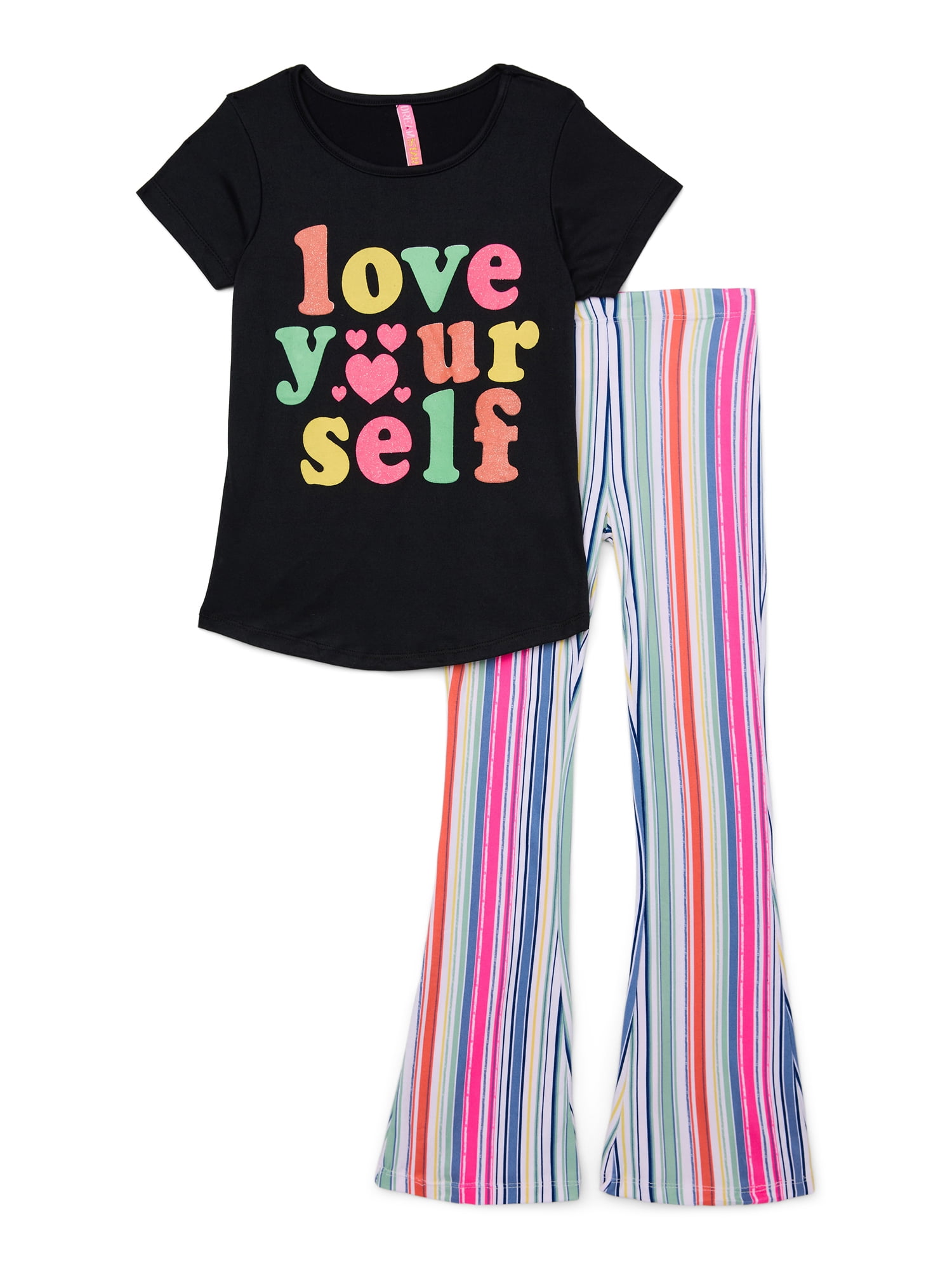 Dreamstar Girls Short Sleeve Top & Knit Flare Pant Set, 2-Pieces, Sizes ...