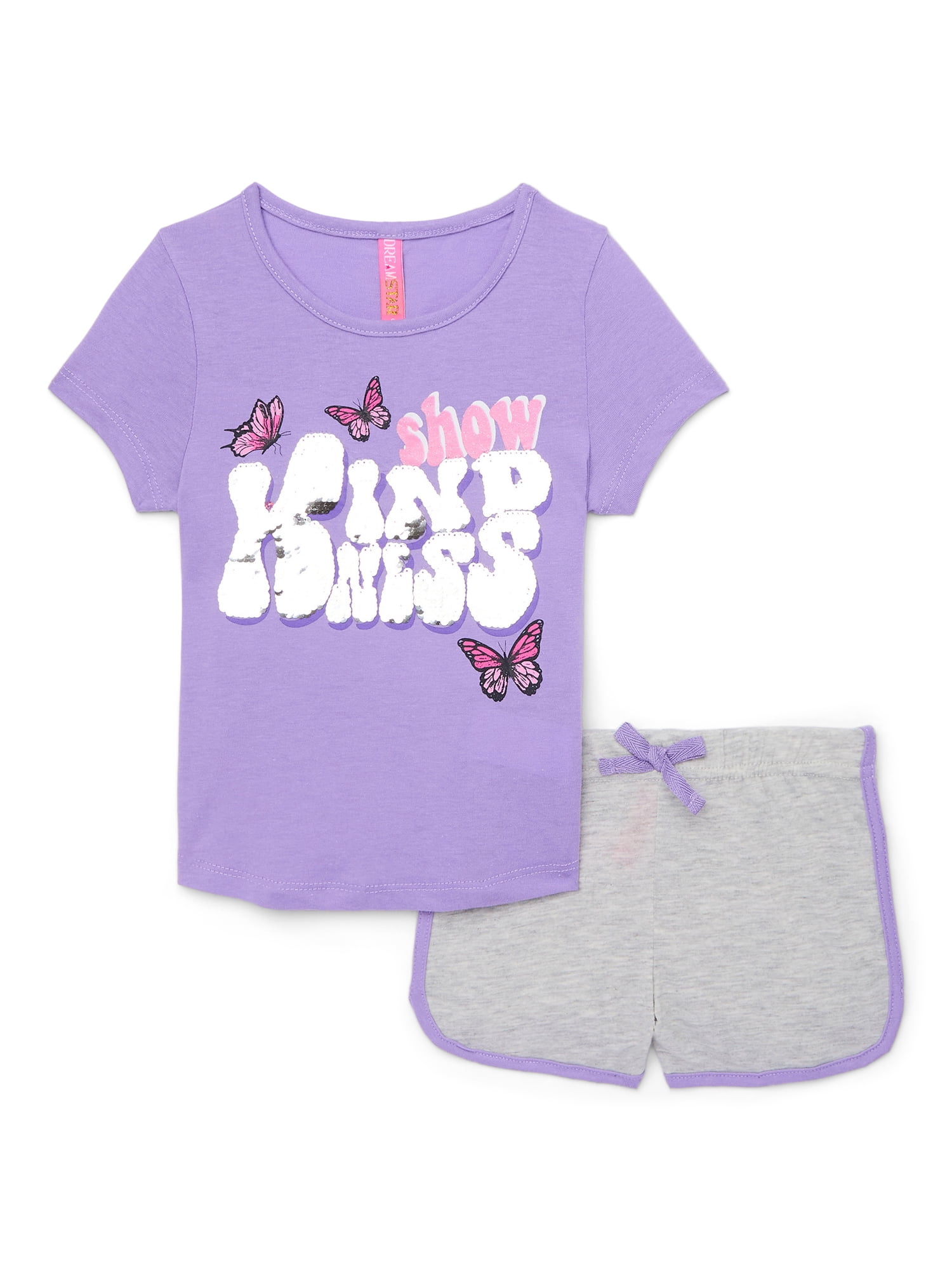 Dreamstar Girls Matching Top & Knit Short Sets Outfit Set, Sizes 4-18 ...