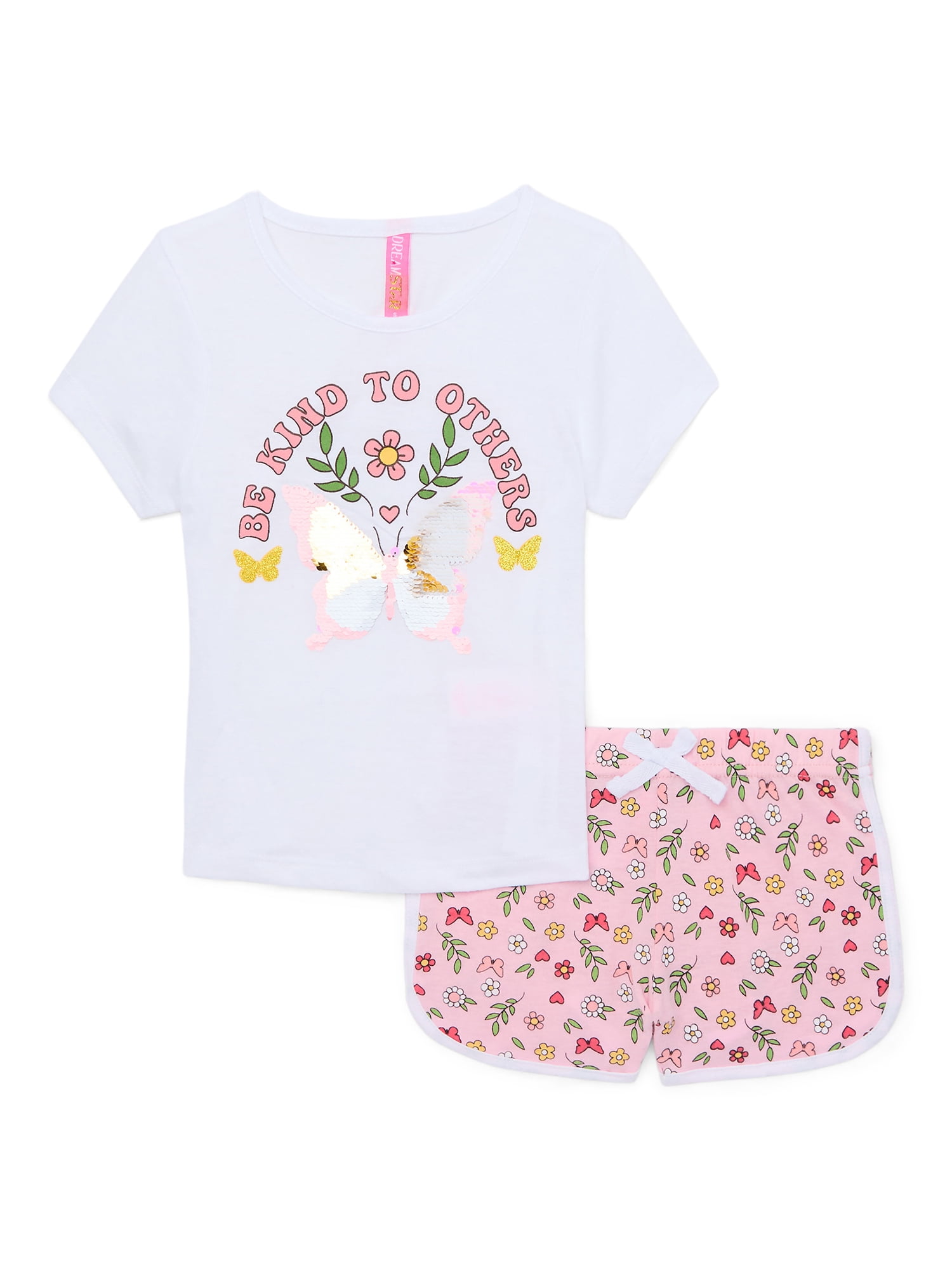 Dreamstar Girls Matching Top & Knit Short Sets Outfit Set, Sizes 4-18 ...