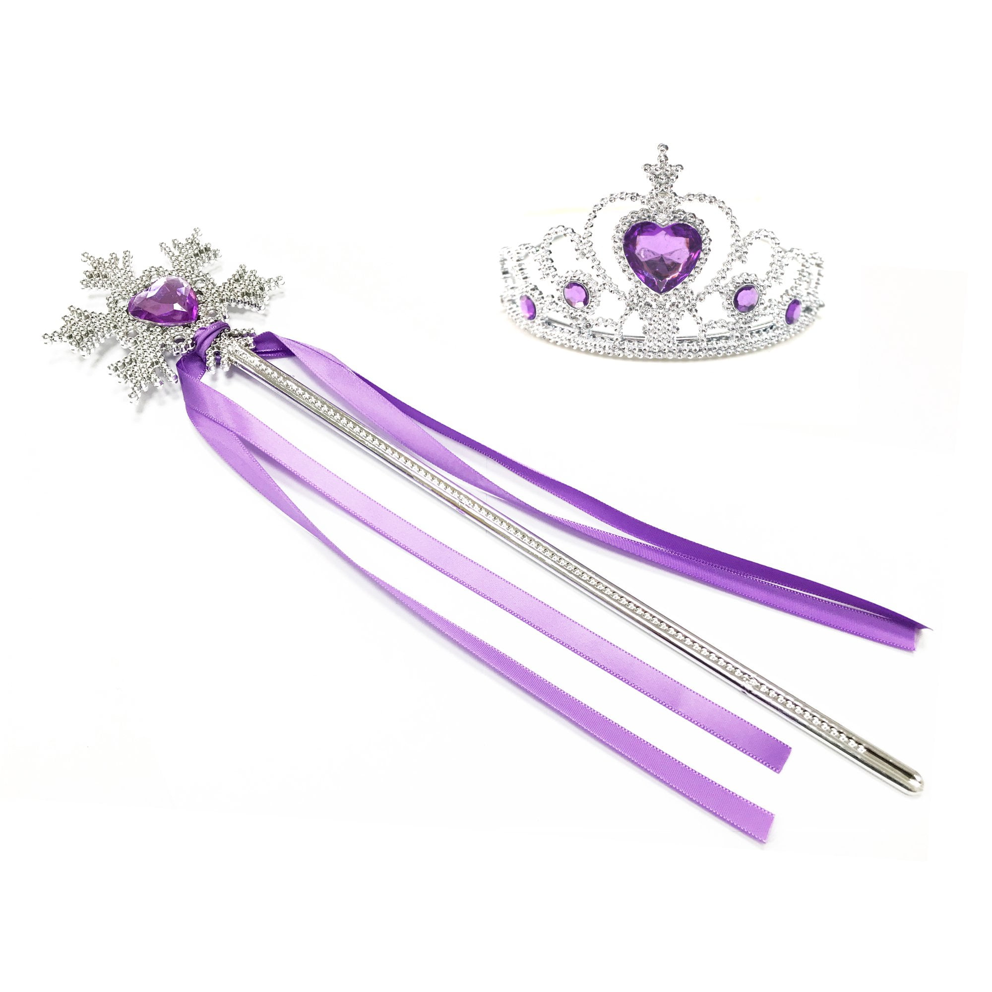 Dreamtale Kids Queen Tiara And Wand Set Silver Heart Jewel Plastic