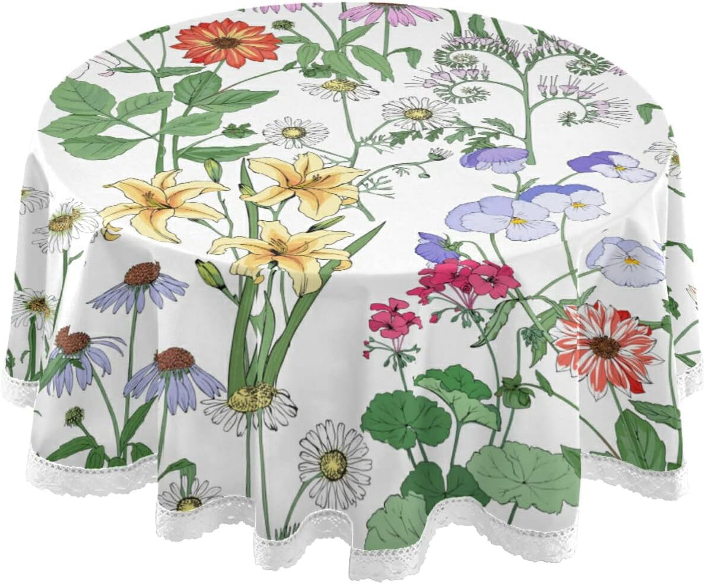 Dreamtime Beautiful Flowers Round Tablecloth 60", Table Cover Water ...
