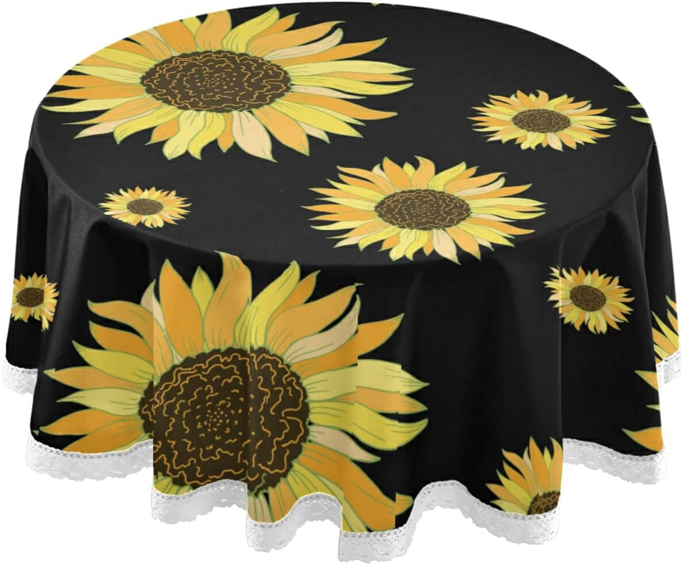 Dreamtime Beautiful Sunflower Round Tablecloth 60", Table Cover Water ...