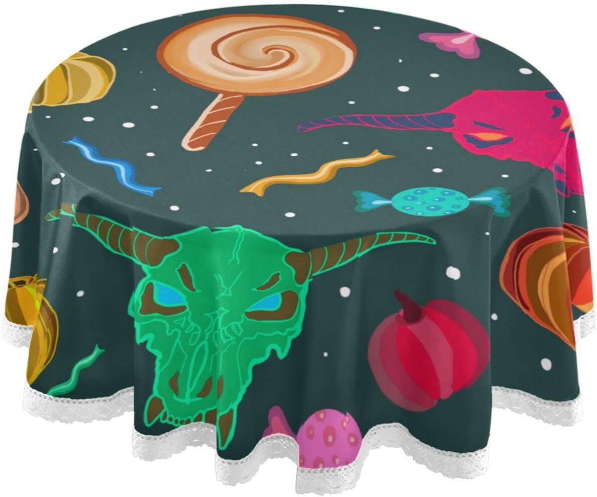 Dreamtime Colorful Halloween Imagination Round Tablecloth 60", Table ...