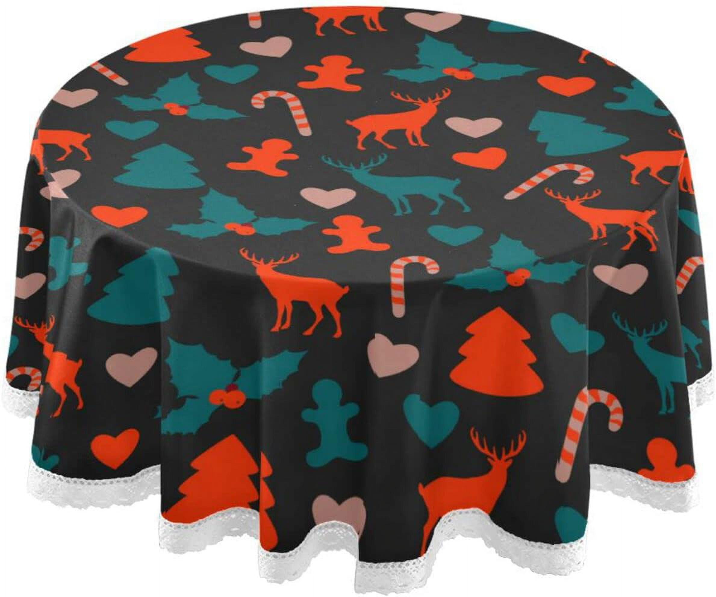 Dreamtime Round Tablecloth 60", Christmas Patterns Table Cover Water ...