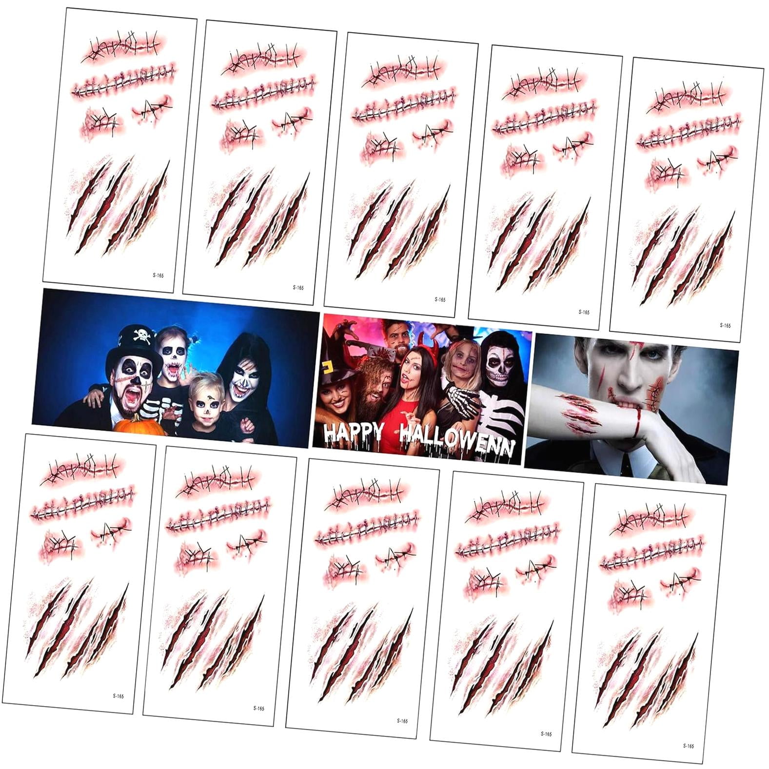 Dreamtimes 10 Sheets Scar Tattoos, Lifelike Fake Wound and Stitch ...