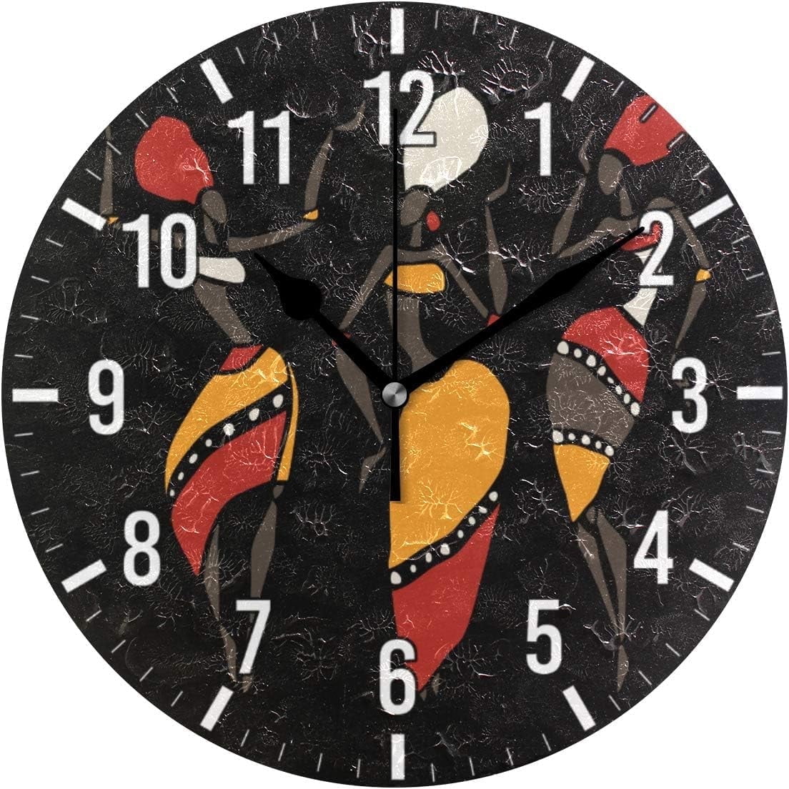 Dreamtimes 10 inch Silent Non-Ticking African Dancers Clock Retro ...