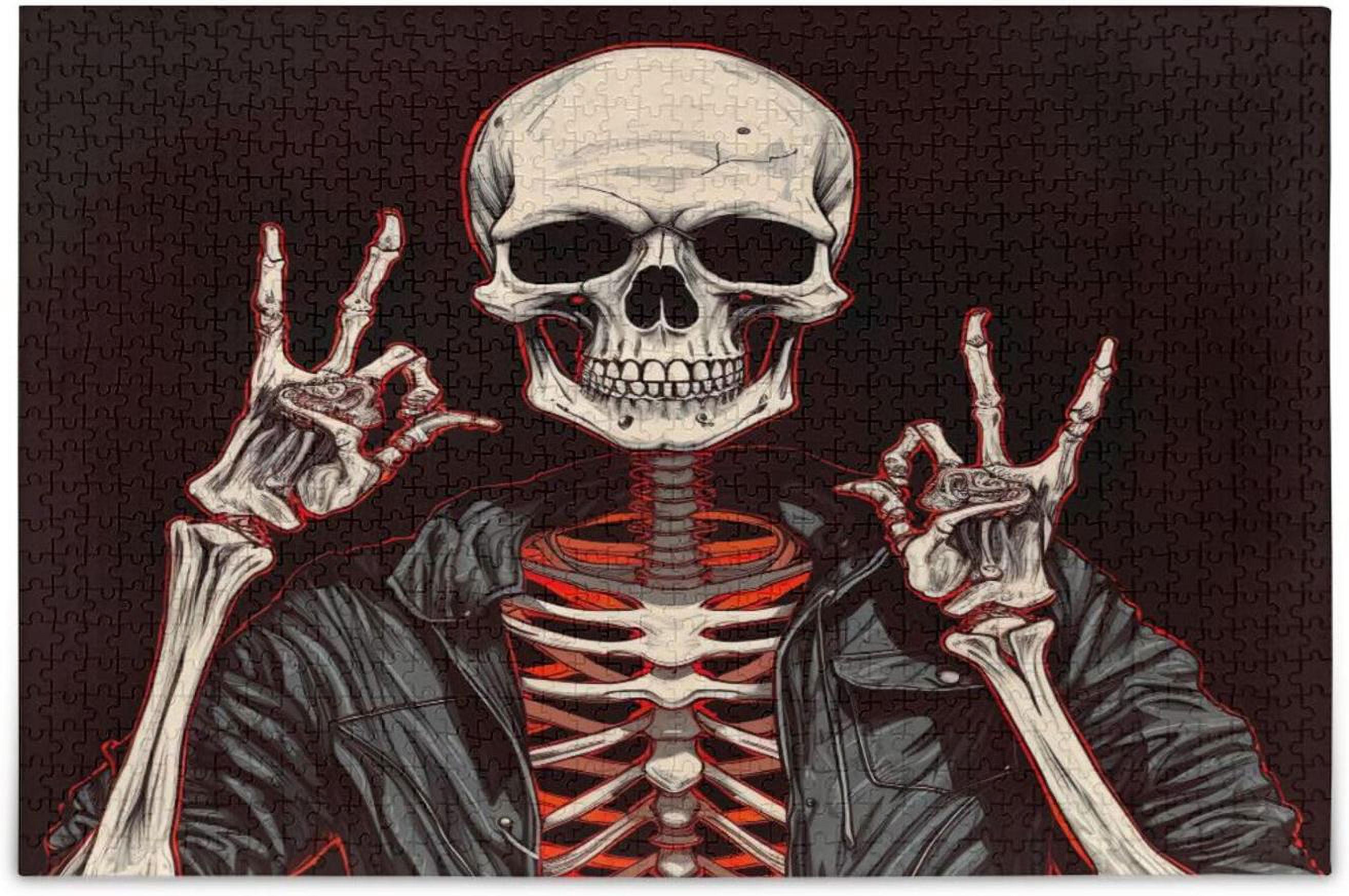 Dreamtimes 1000 PCS Halloween Skeleton Wooden Jigsaw Puzzles ...